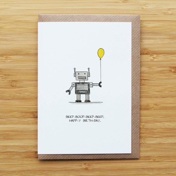 Robot Birthday Card - Etsy