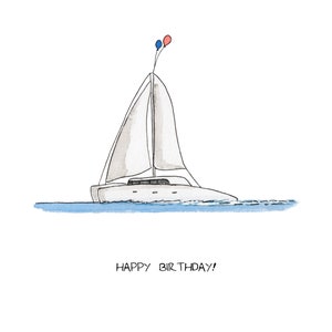 Catamaran Birthday Card or Print - Etsy