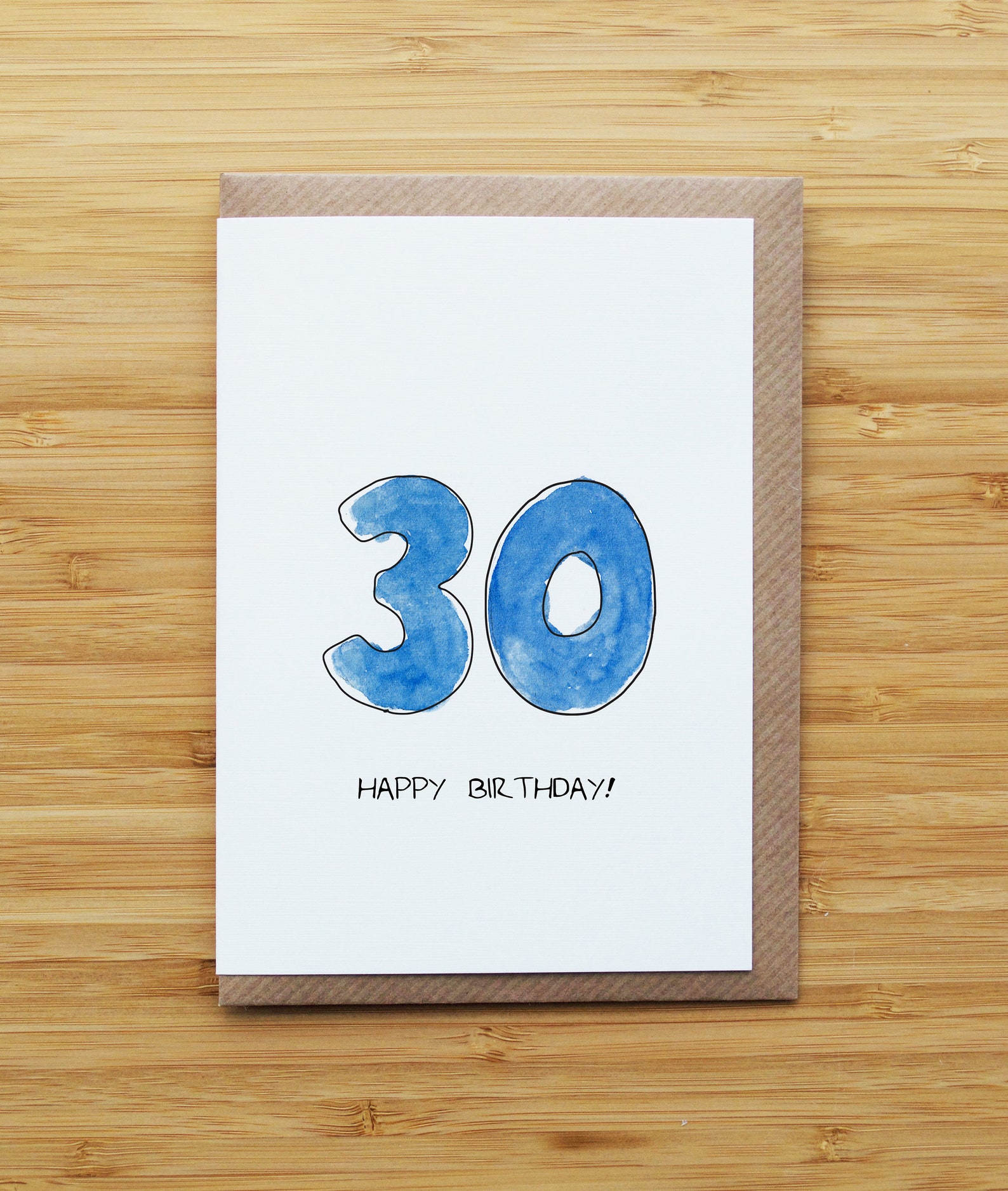 30th Birthday Card Watercolour & Ink multiple Colours - Etsy