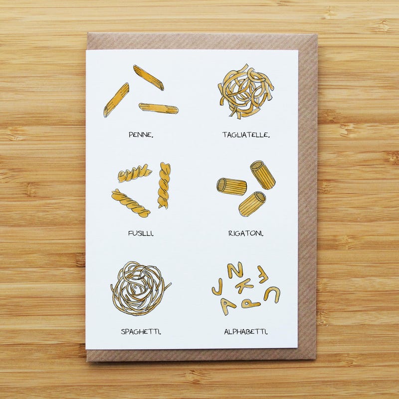 Valentines Pasta Card - Etsy UK
