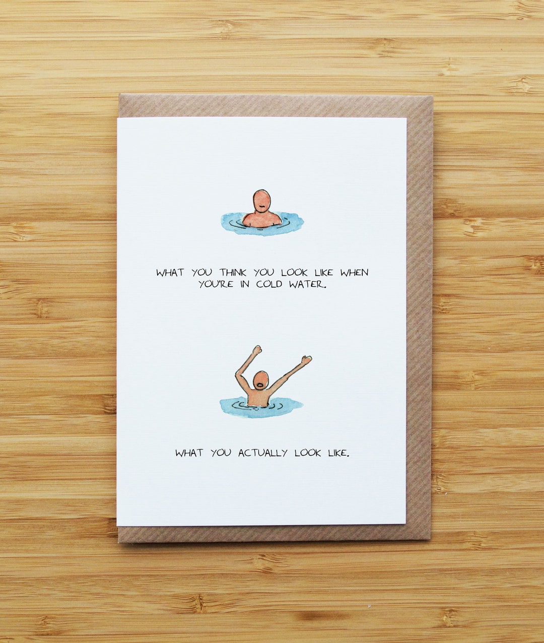 Cold Water Dipping Man Card or Print - Etsy UK
