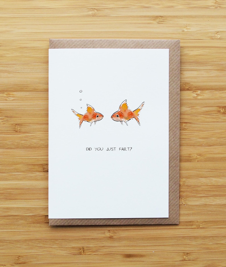 Fish Fart Card - Cute - Funny - Recycled Card - Etsy