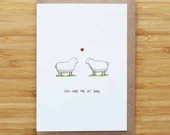 Hand Drawn Valentines Card Sheep I Love Ewe - Etsy