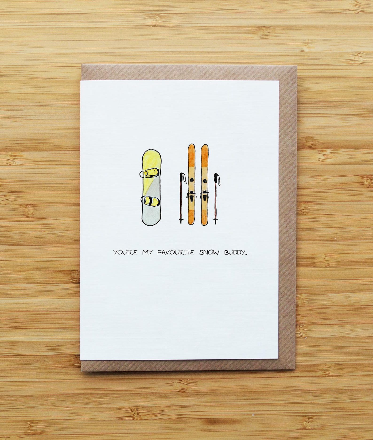 Skis and Snowboard Card - Couple - Love & Valentines - Recycled - Etsy