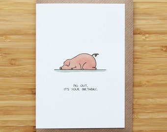 Pig Birthday Card Happy Birthday Card Pig Card Pig Birthday Cute ...