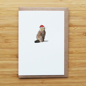 Marmot Christmas Card - Cute - Santa Hat - Recycled Card - Etsy