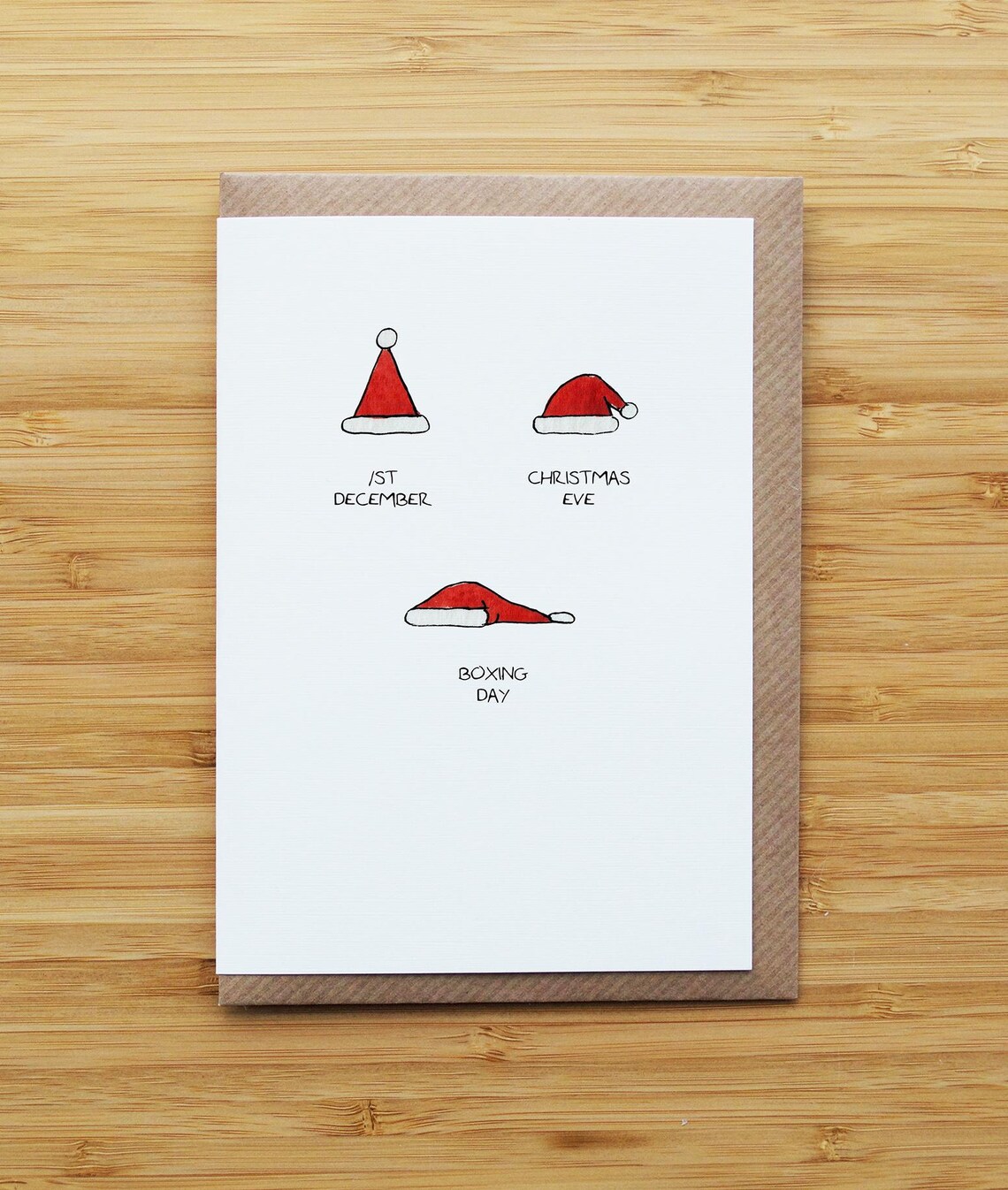 Deflated Santa Hat Christmas Card - Funny - Recycled Card - Etsy
