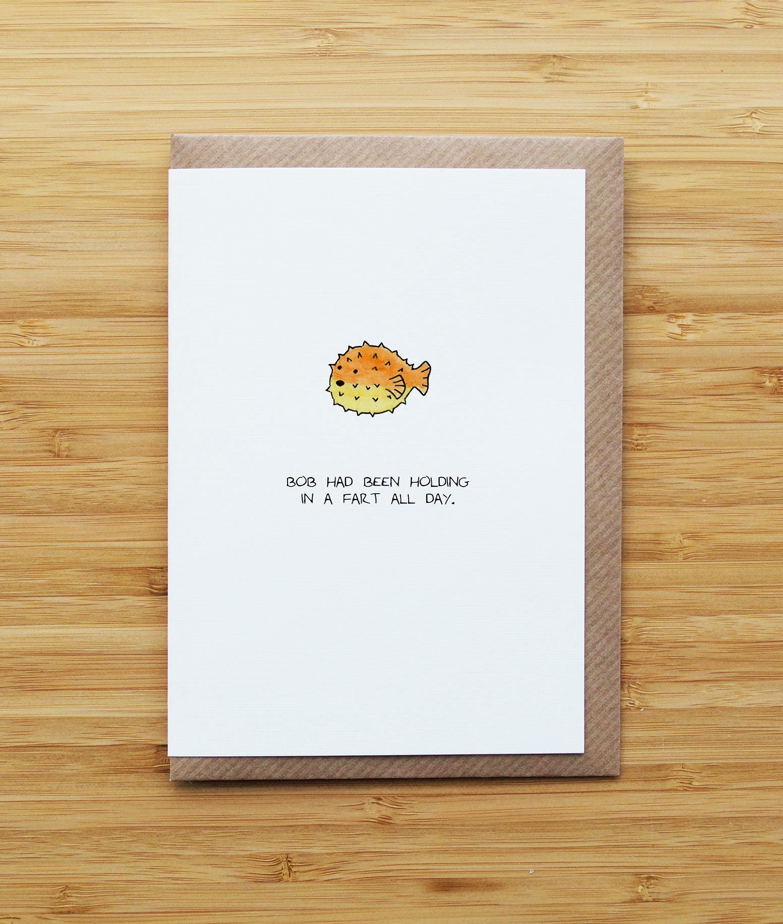 Puffer Fish Fart Card - Funny - Birthday - Recycled Card - Etsy