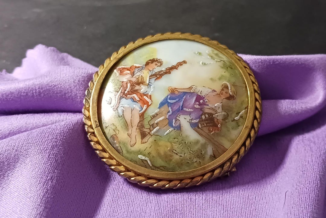 Vintage French Limoges Hand Painted Victorian Courting Scene on ...