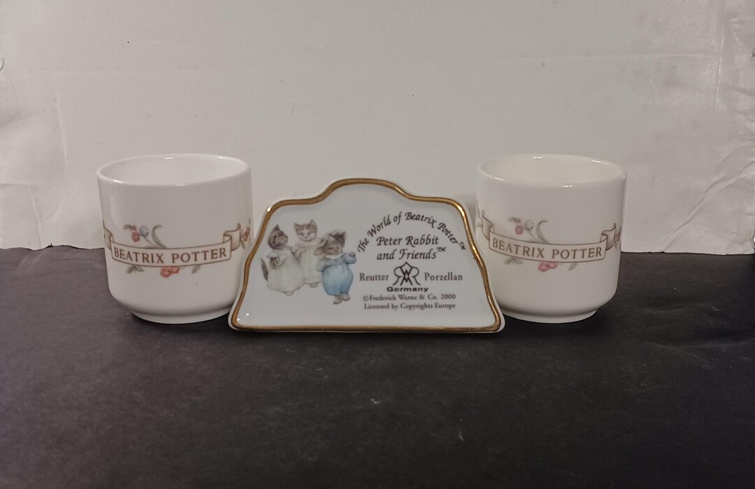 Vintage Beatrix Potter Porcelain Tea Cups and Plaque Set - Etsy