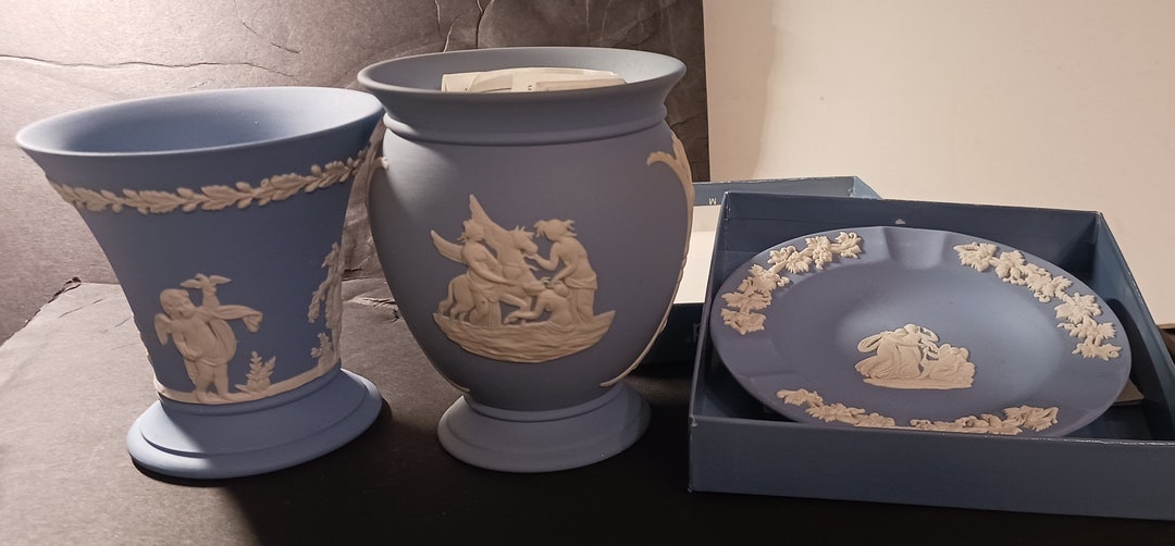 Vintage Blue, Wedgwood Jasperware. A Wedgwood Ashtray, and Two Wedgwood Vases. Fast, Free ...