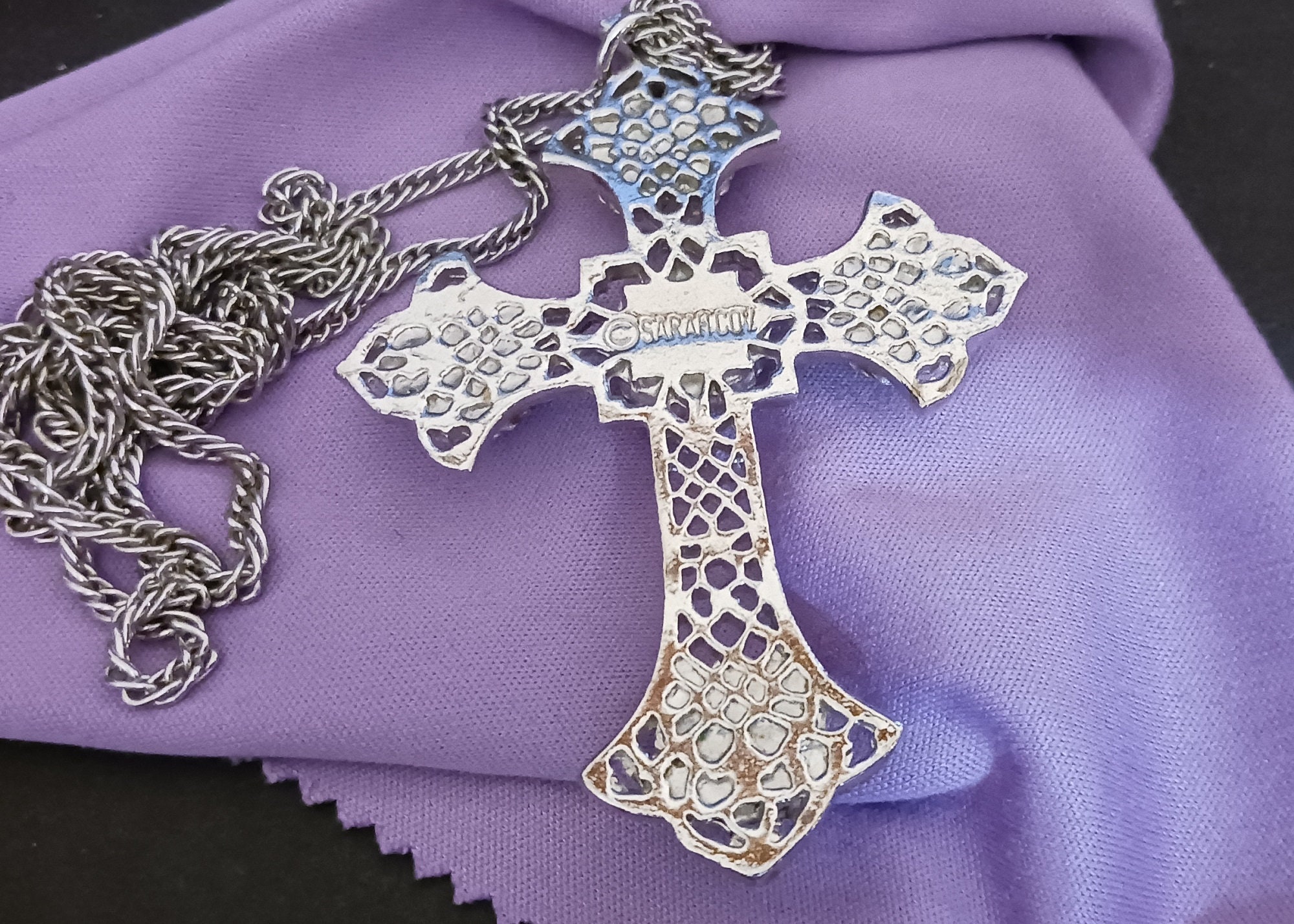 A "sarah Coventry", Vintage, Signed, Cross Pendant With a Amethyst ...