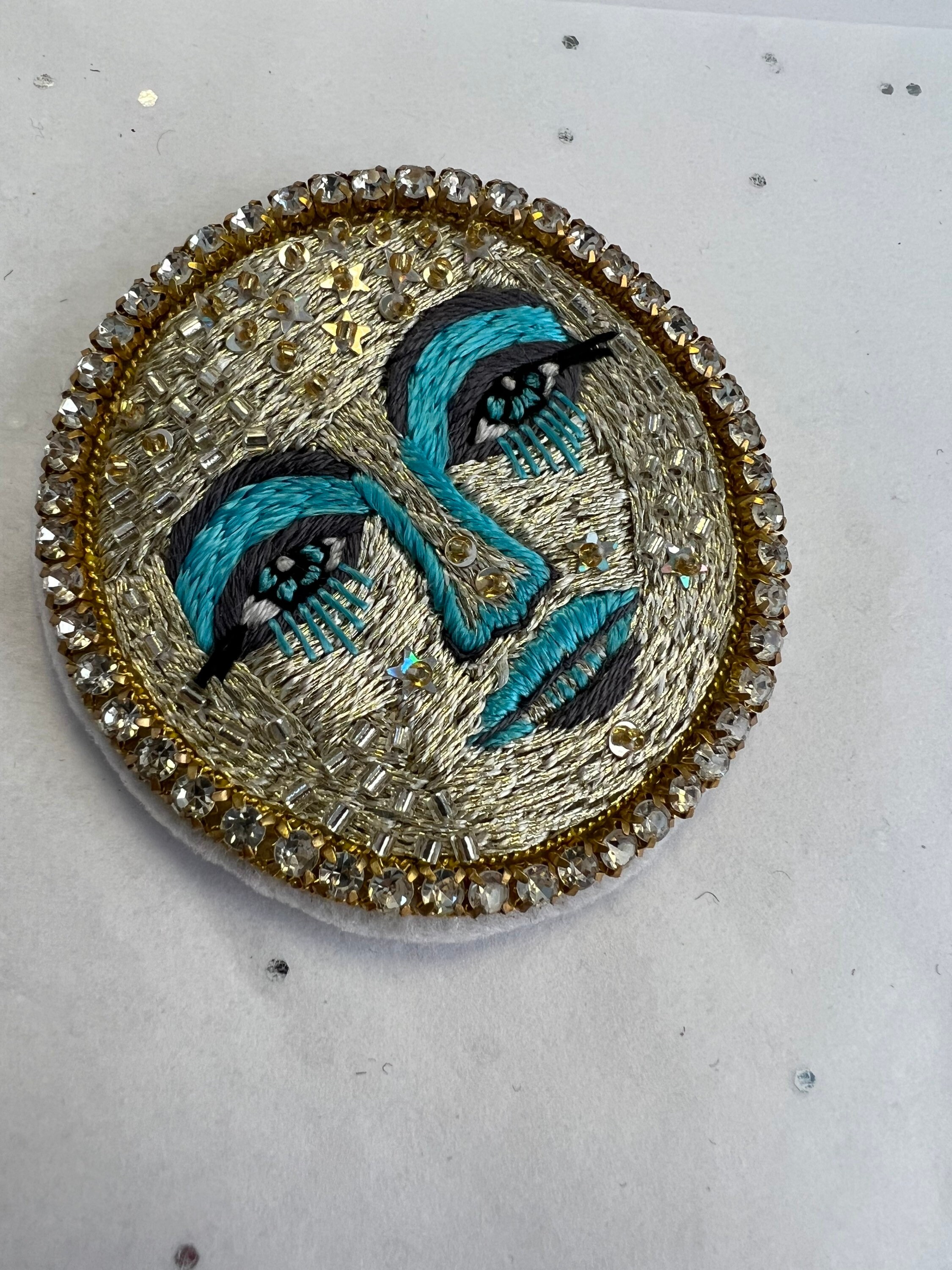 Embroidered Brooch. French Bullion Patch. Embellishment. Bullion Patch ...