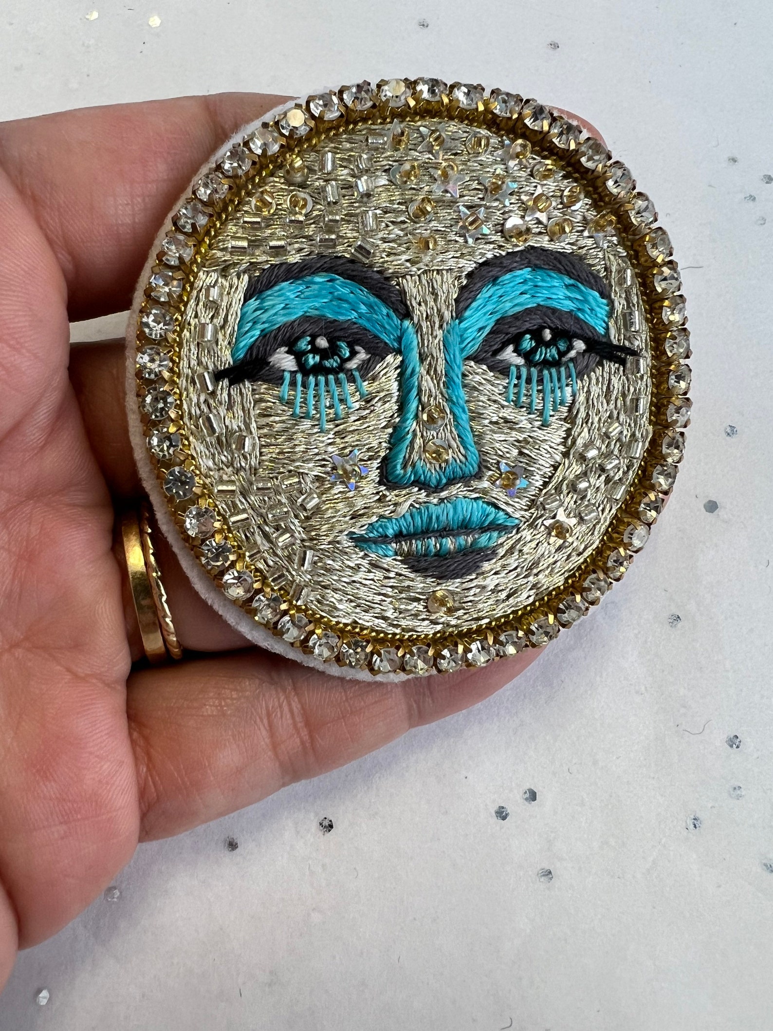 Embroidered Brooch. French Bullion Patch. Embellishment. Bullion Patch ...