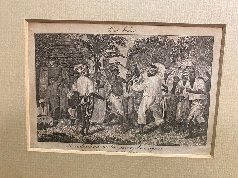 Rare Antique Early African American Engraving of Slavery Folk Art Rare ...