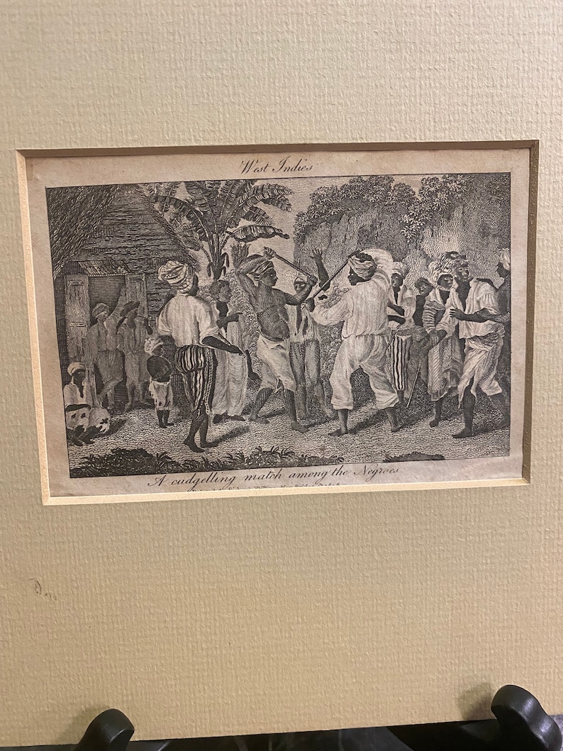 Rare Antique Early African American Engraving of Slavery Folk Art Rare ...