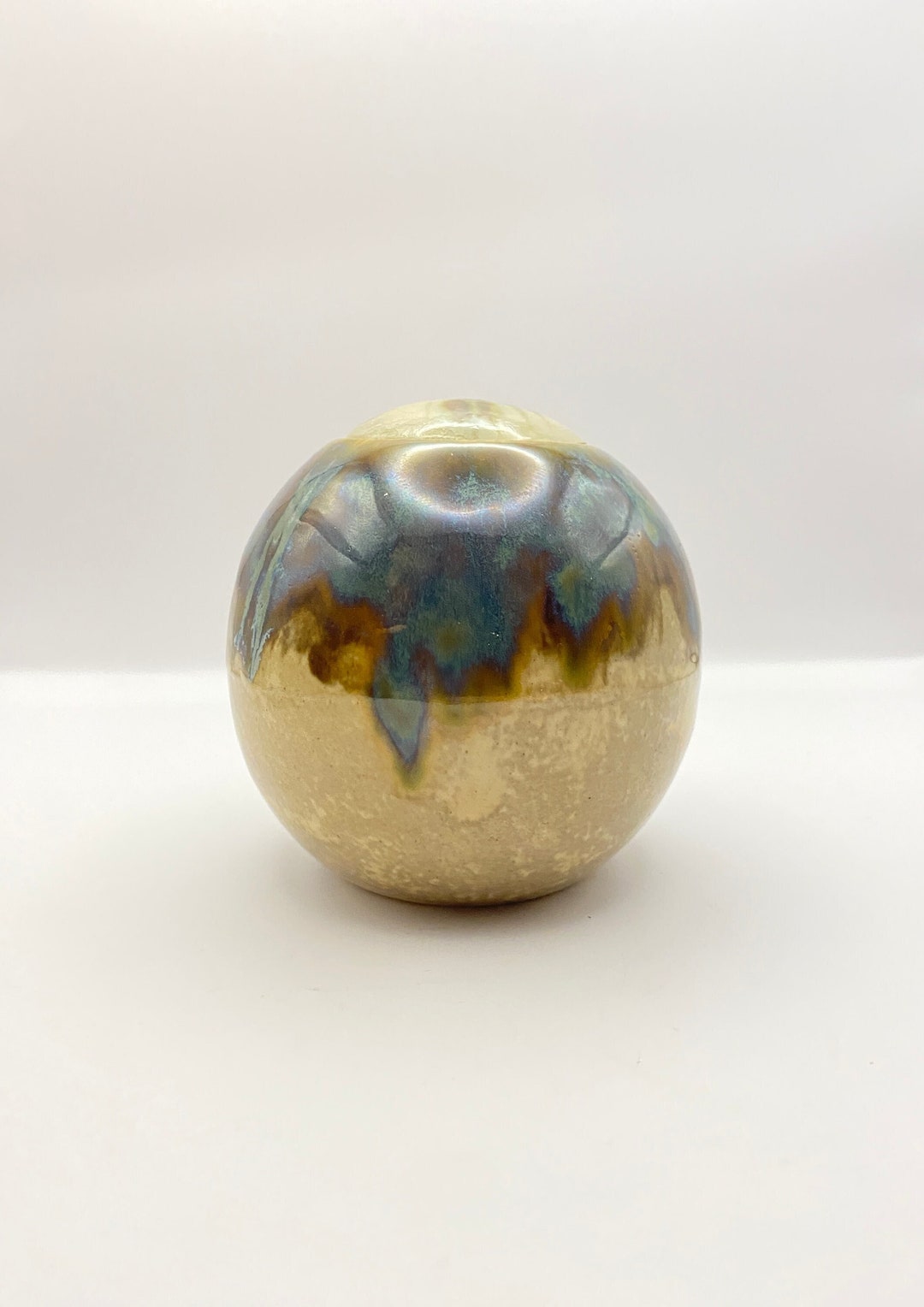 Ceramic Sphere Pot With Lid, Earth Tone Glaze, Modern Home Decor - Etsy