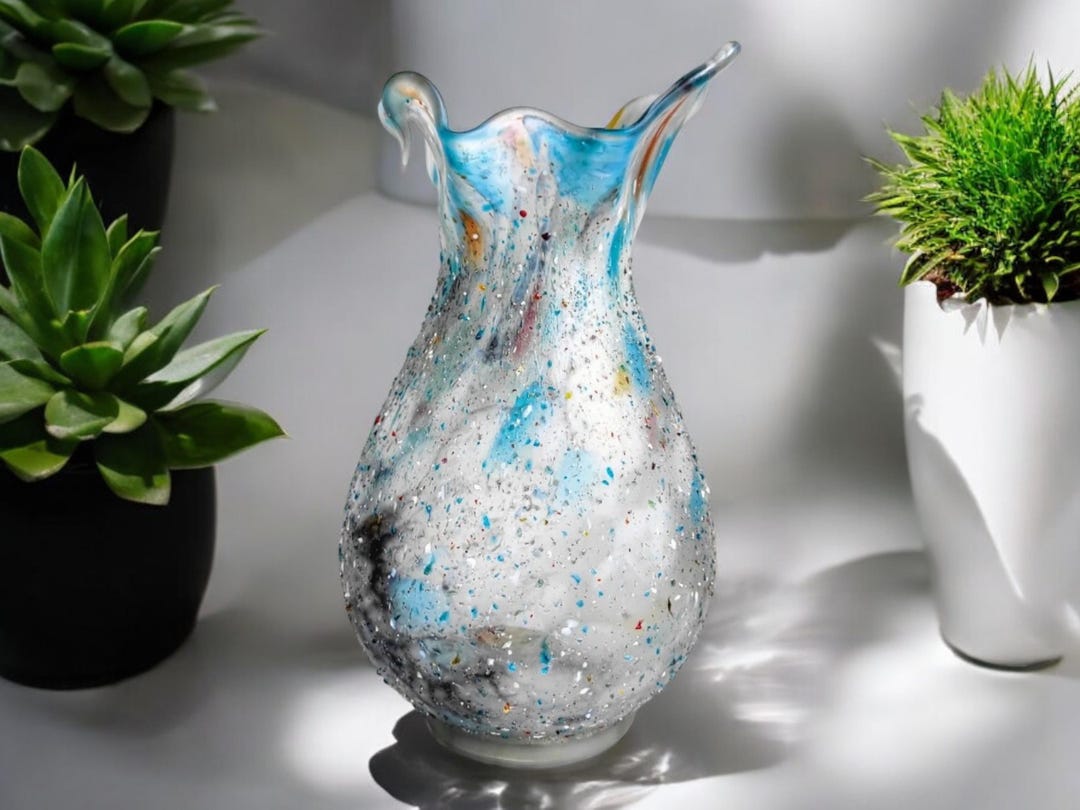 Unique Murano Glass Vase | Hand-blown Art Glass | Colourful Confetti ...