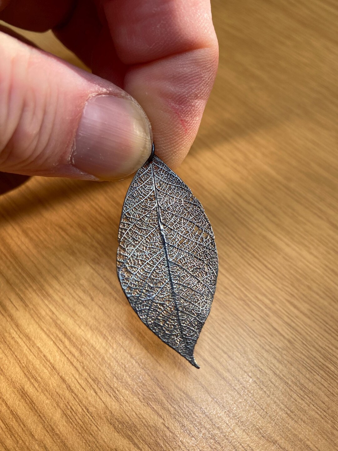 Real Leaf Pendant | Pure Black Ruthenium | Skeleton Leaf Electroforming ...