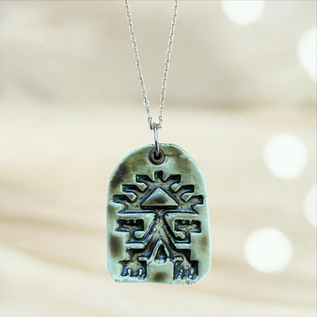 Handcrafted Mapuche Lukutuwe Symbol Pendant - Indigenous Art Jewelry ...