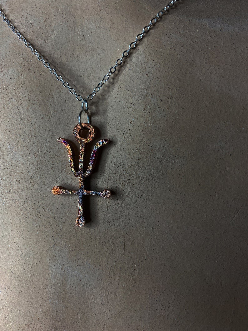 Antimony Alchemy Symbol Pendant, Pewter Cuttlefish Cast, Copper Base ...