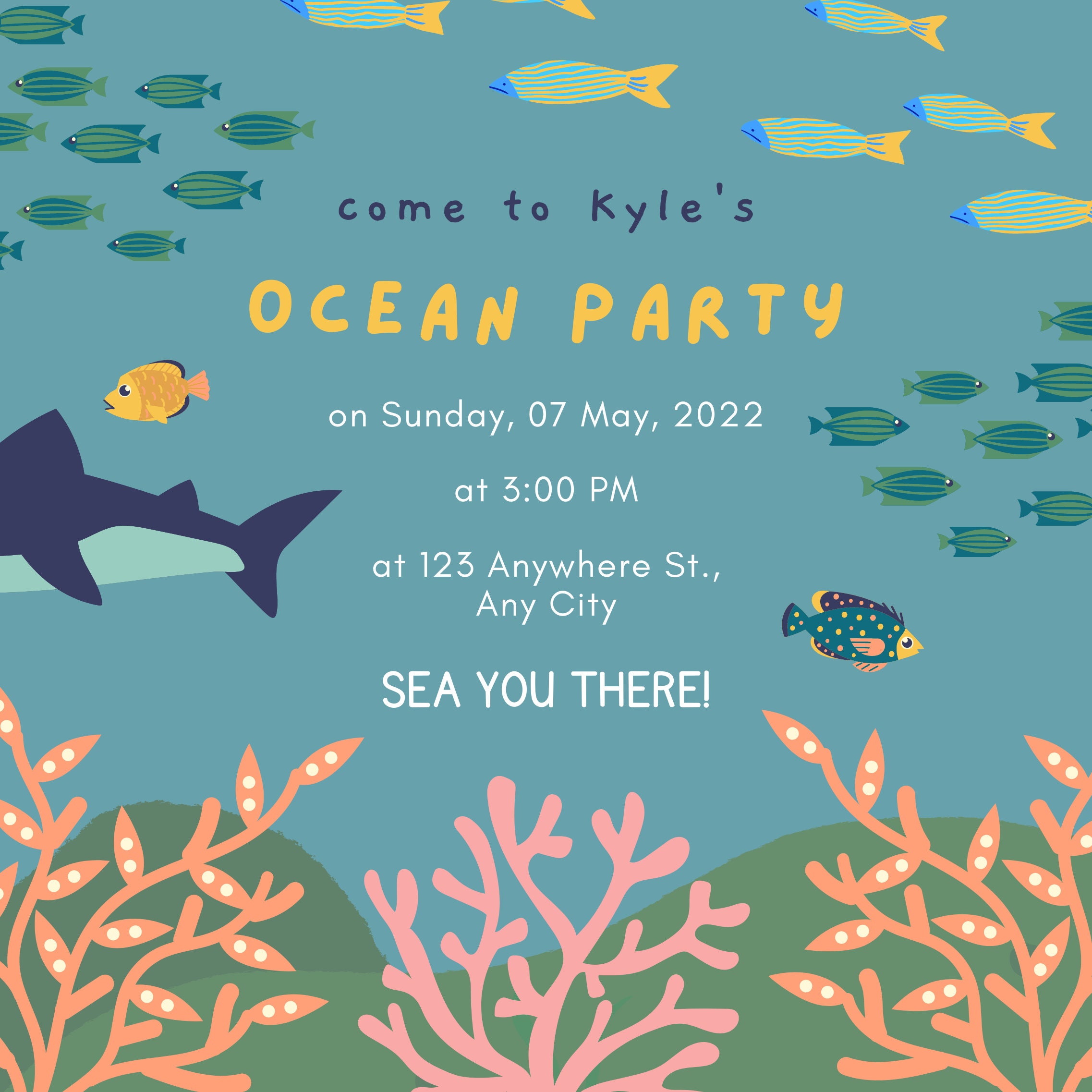 Ocean Birthday Invitation Template - Etsy