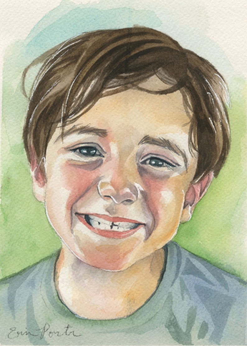 Custom Watercolor Child Portrait Hand Painted From Photo - Etsy