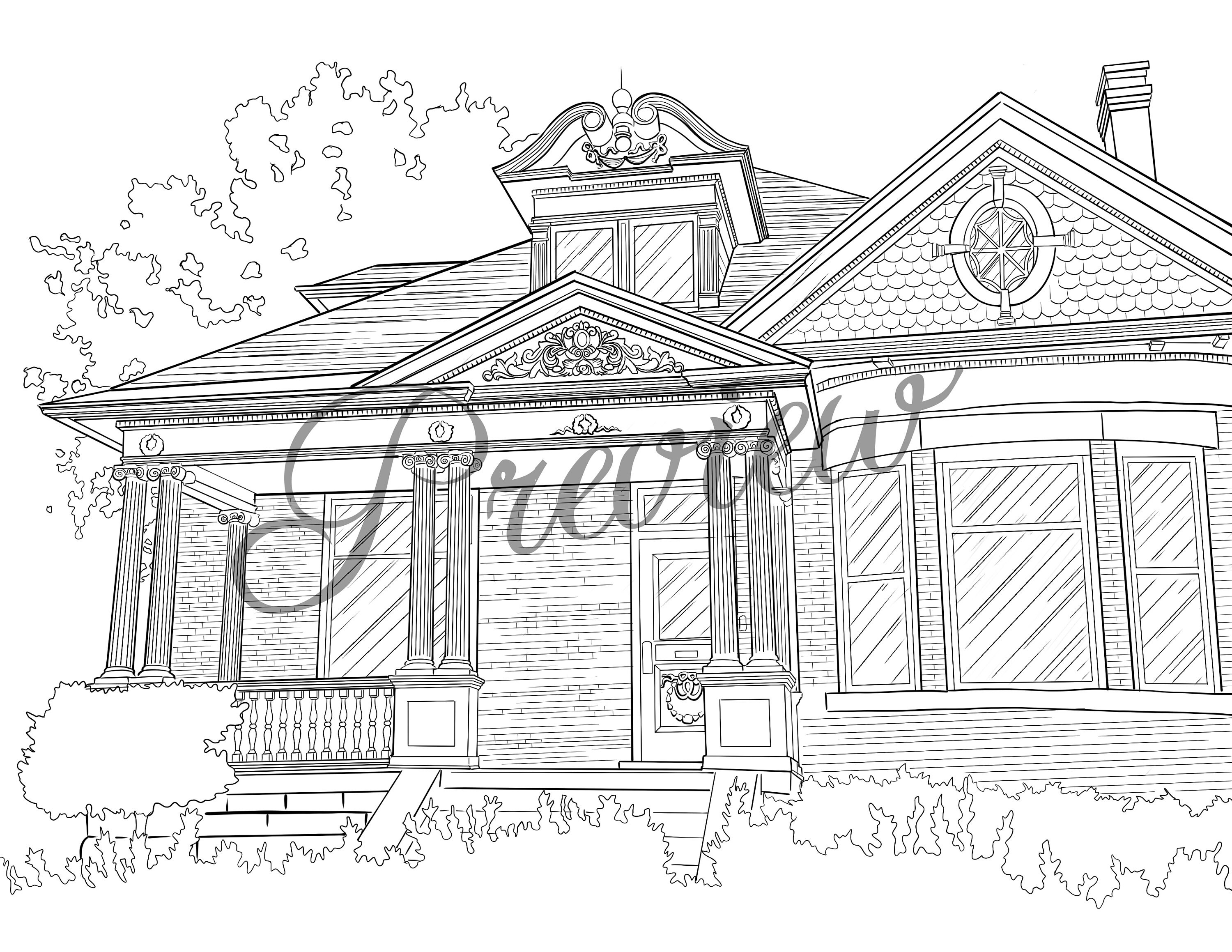 Adult Coloring Pages | Victorian House Coloring Pages | Classic ...