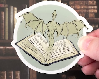 Book Dragon Sticker Bookish Sticker Fantasy Book Lover Waterproof Vinyl ...