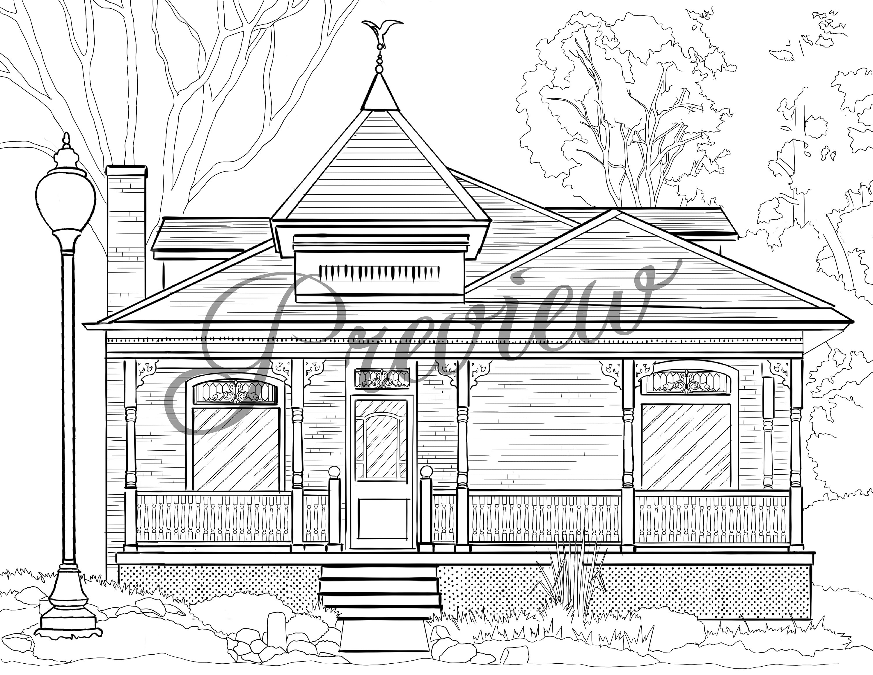 Adult Coloring Pages | Victorian House Coloring Pages | Classic ...