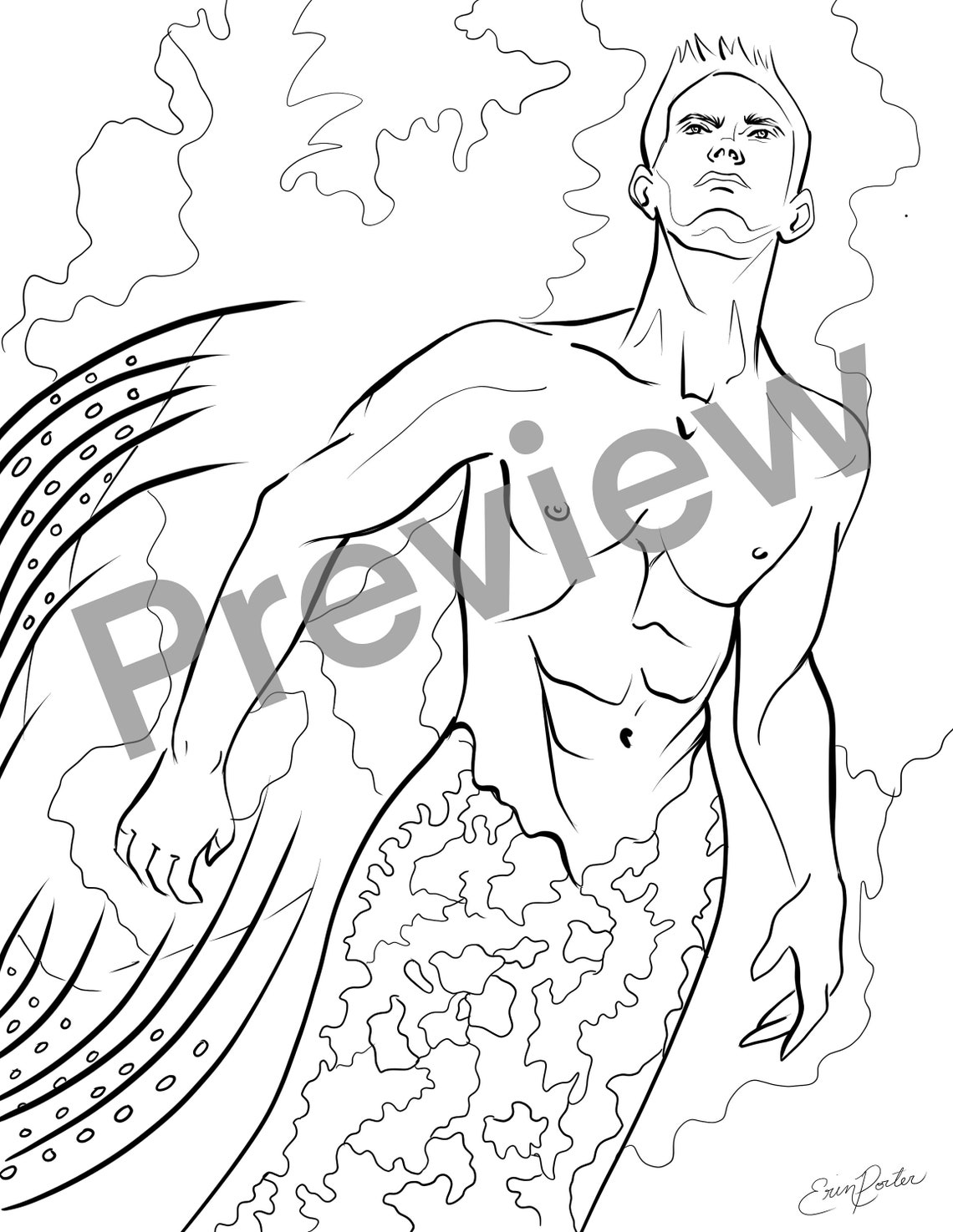 Mermaid Adult Coloring Book 10 Printable Coloring Pages | Etsy