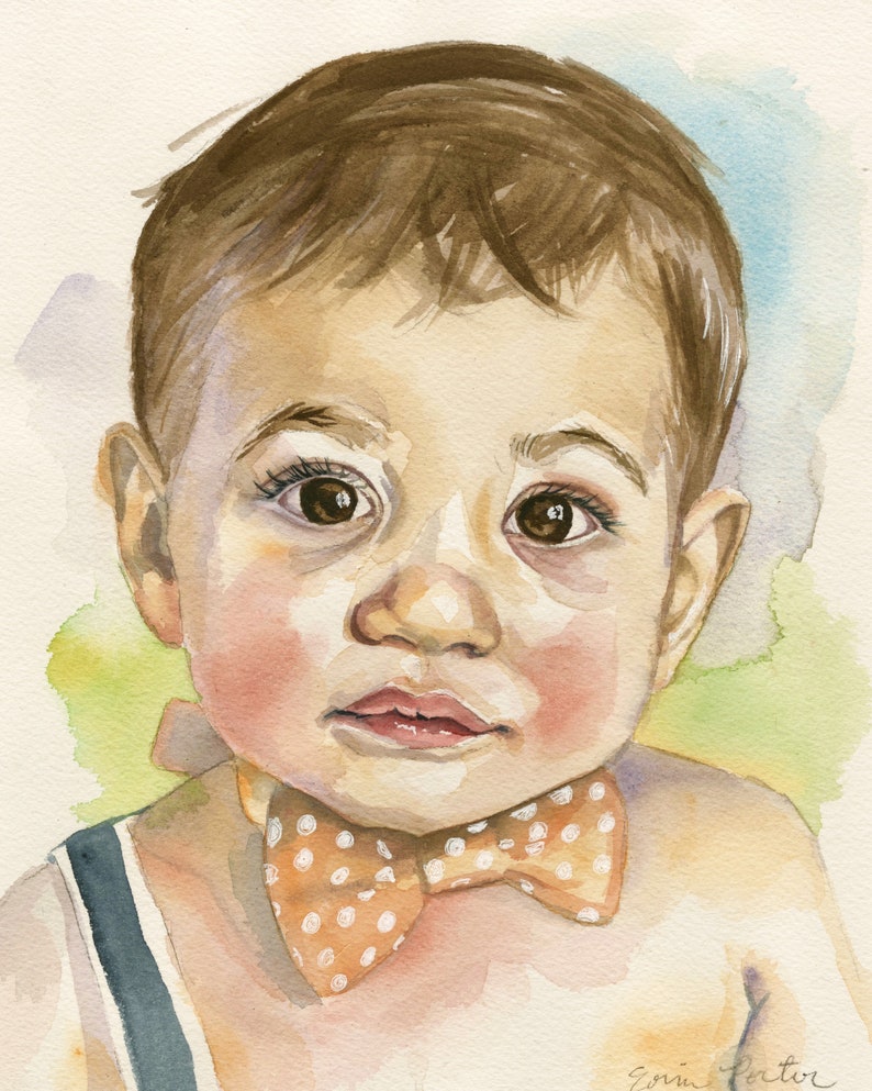 Custom Watercolor Child Portrait Hand Painted From Photo - Etsy