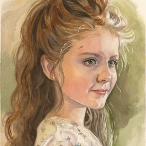 Custom Watercolor Child Portrait, Hand Painted From Photo | Kid ...