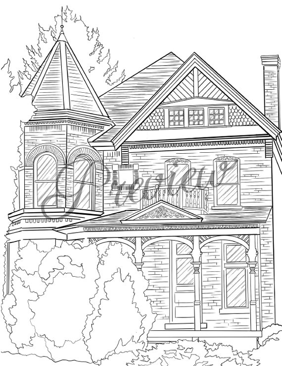 Adult Coloring Pages Victorian Houses Vintage Style House Coloring