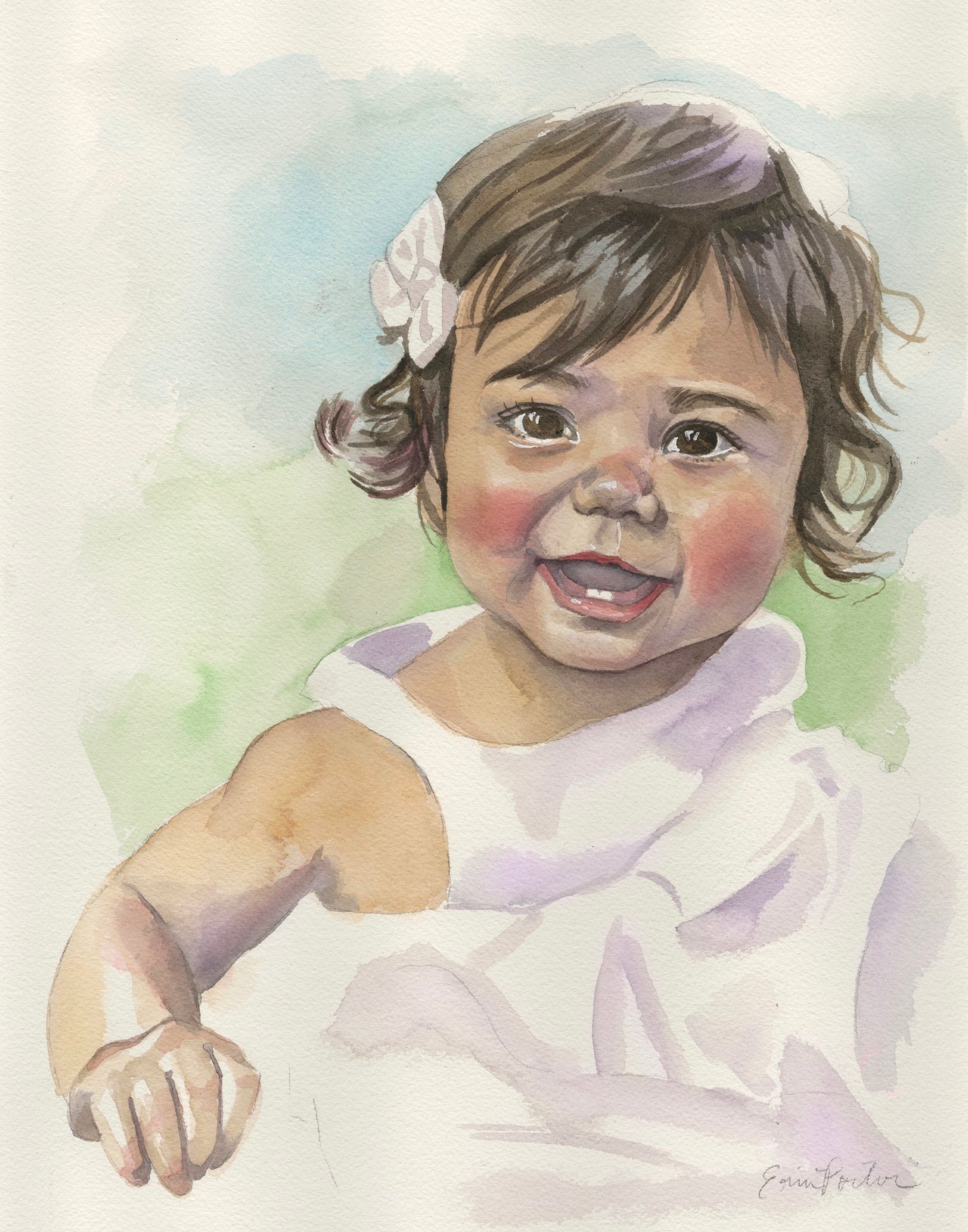 Custom Watercolor Child Portrait Hand Painted From Photo - Etsy