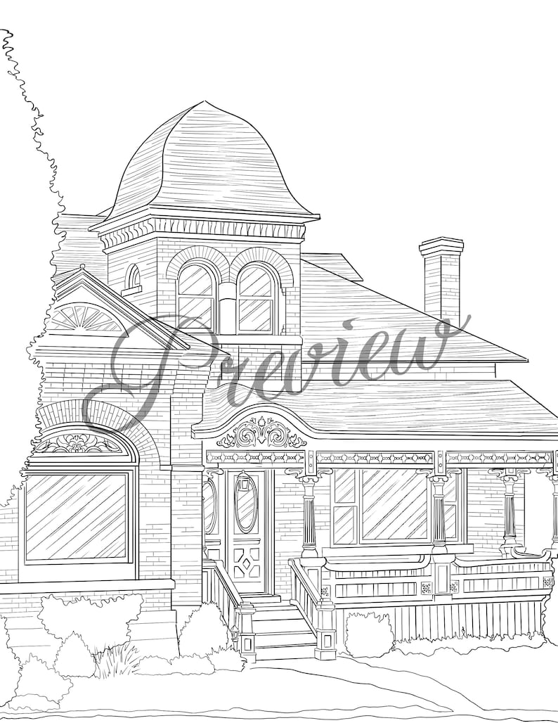 Adult Coloring Pages | Victorian House Coloring Pages | Classic ...