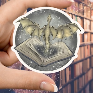 Book Dragon Sticker Bookish Sticker Fantasy Book Lover Waterproof Vinyl ...