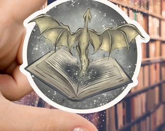 Book Dragon Sticker | Bookish Sticker | Fantasy Book Lover | Waterproof ...