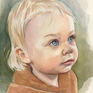 Custom Watercolor Child Portrait, Hand Painted From Photo | Kid ...