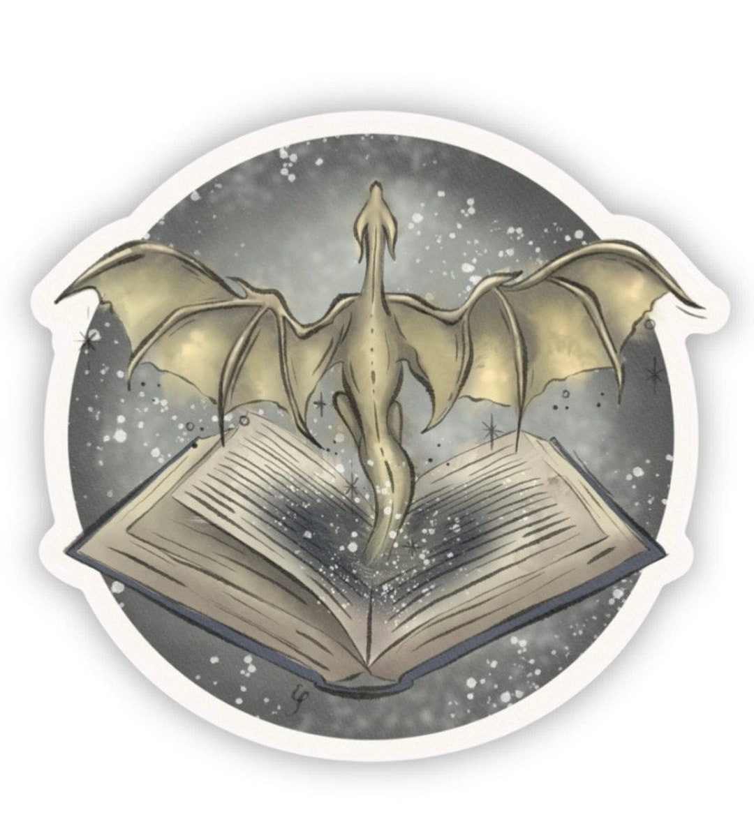 Book Dragon Sticker Bookish Sticker Fantasy Book Lover - Etsy