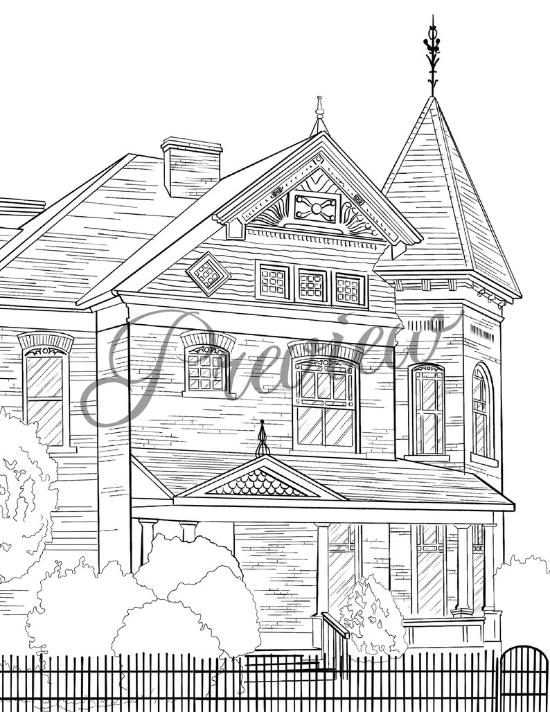 Adult Coloring Pages | Victorian House Coloring Pages | Classic ...