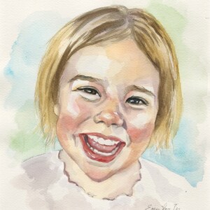 Custom Watercolor Child Portrait Hand Painted From Photo - Etsy