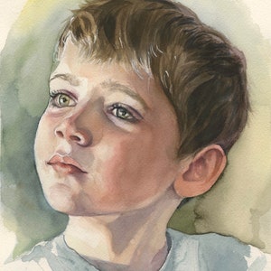 Custom Watercolor Child Portrait, Hand Painted From Photo | Kid ...