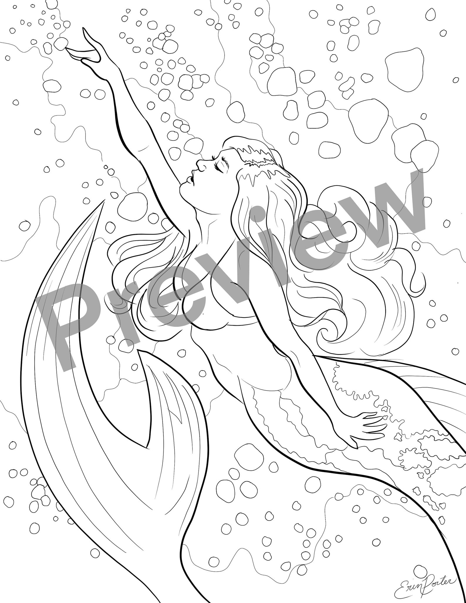 Mermaid Adult Coloring Book 10 Printable Coloring Pages - Etsy