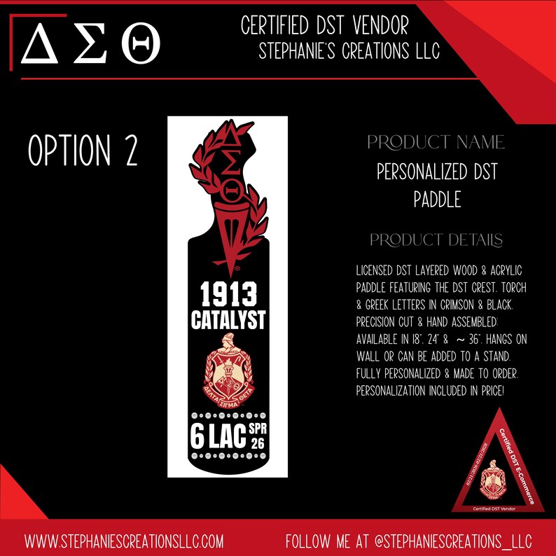 Delta Sigma Theta Paddle, Free Shipping, Personalized DST Display ...