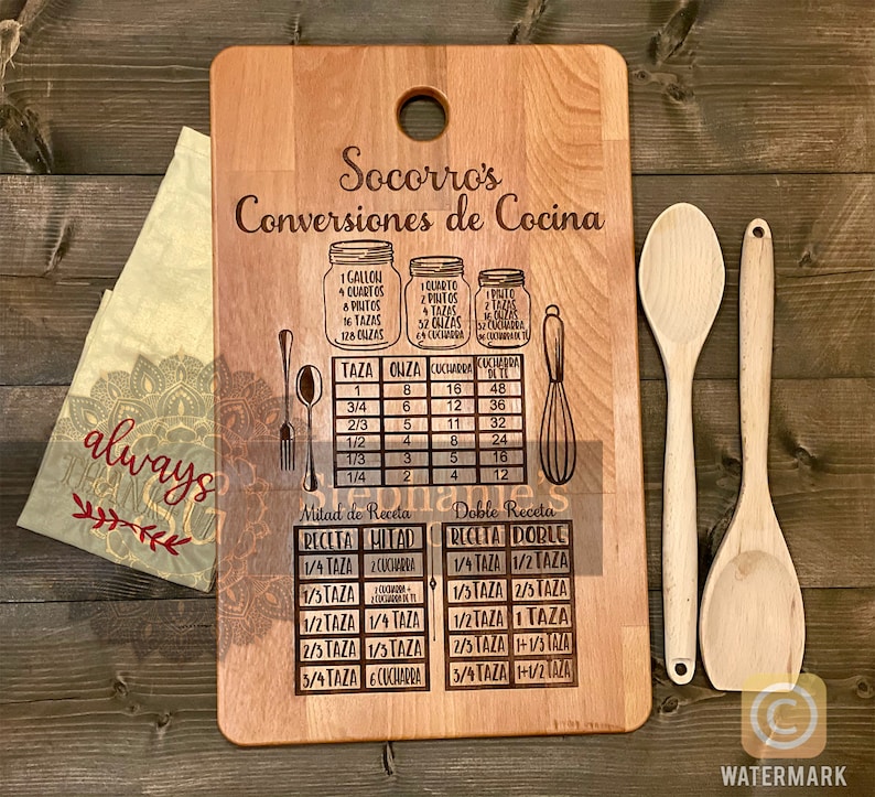 Spanish Kitchen Conversion Chart En Español De La Tabla De - Etsy