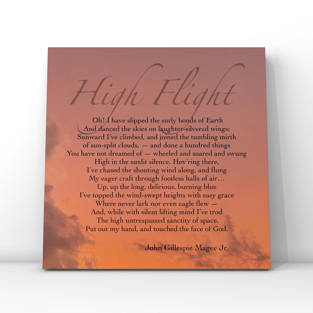 High Flight Canvas, Aviation Words, Pilot Wall Art, Flying Enthusiast ...