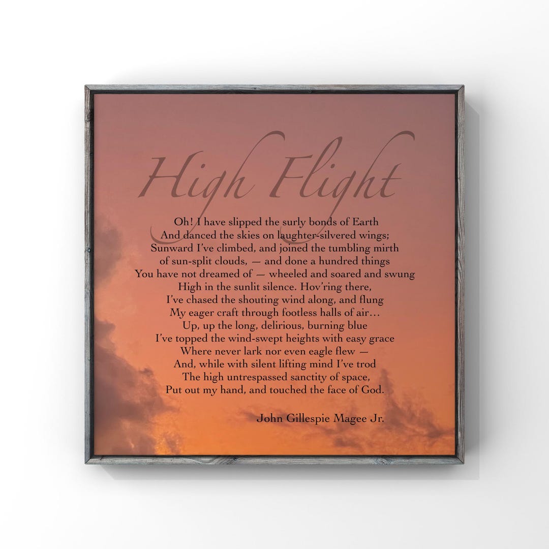 High Flight Poem, Printable Aviation Words, John Gillespie Magee Jr ...