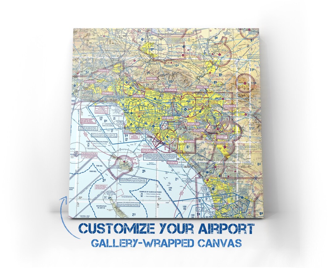 Sectional Chart Map Canvas, Pilot Canvas Art, Gift for Globetrotter ...