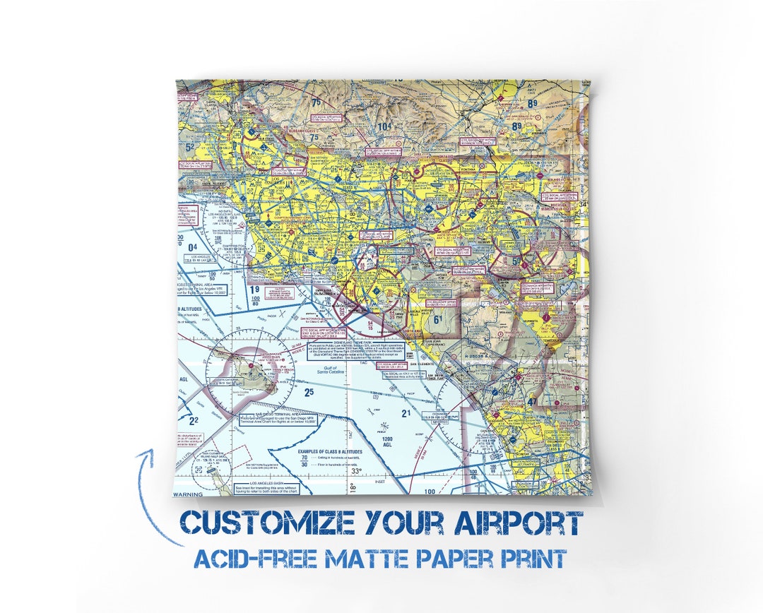 Aviation Art Print, Airport Map on Paper, Birthday Gift for Pilot ...